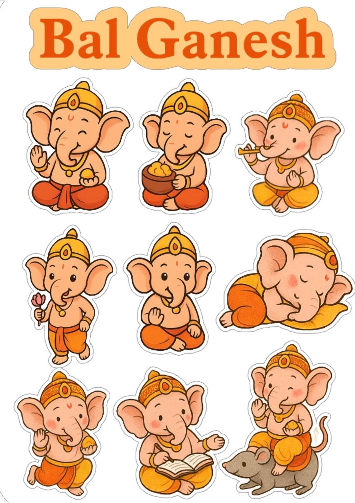 Cute Little Ganesh Png Digital Download Bundle | Hindu God Wall Art ...