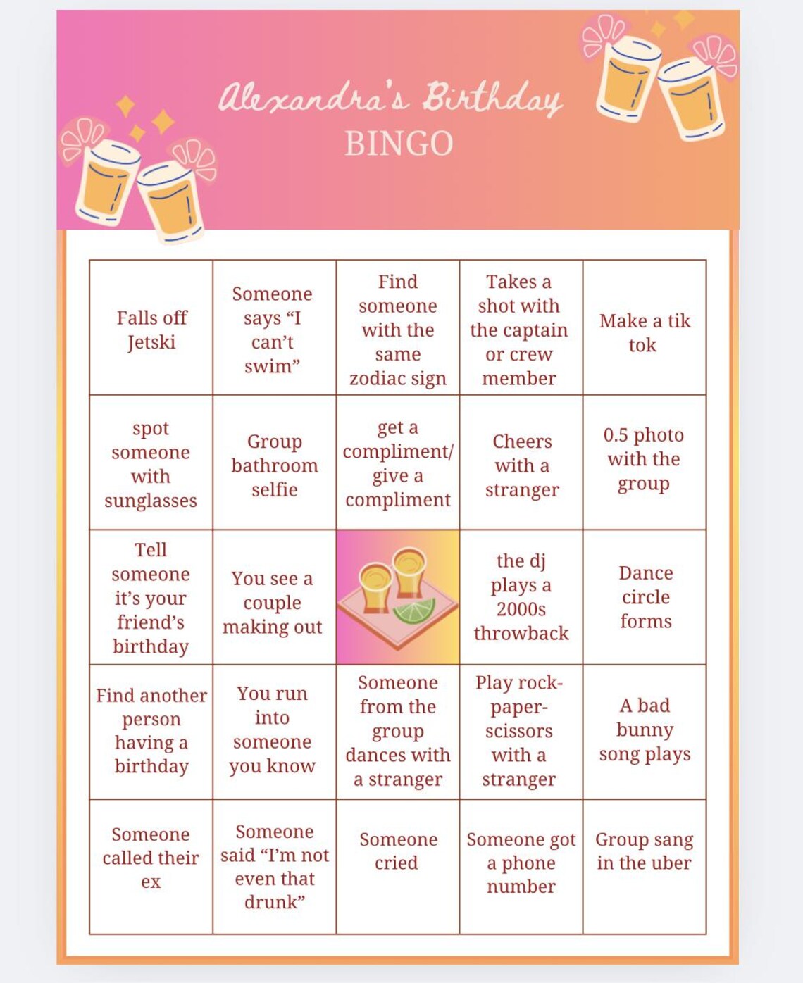 Custom Birthday Bar Hop Bingo: Editable Girls Night Out Party Game - Etsy