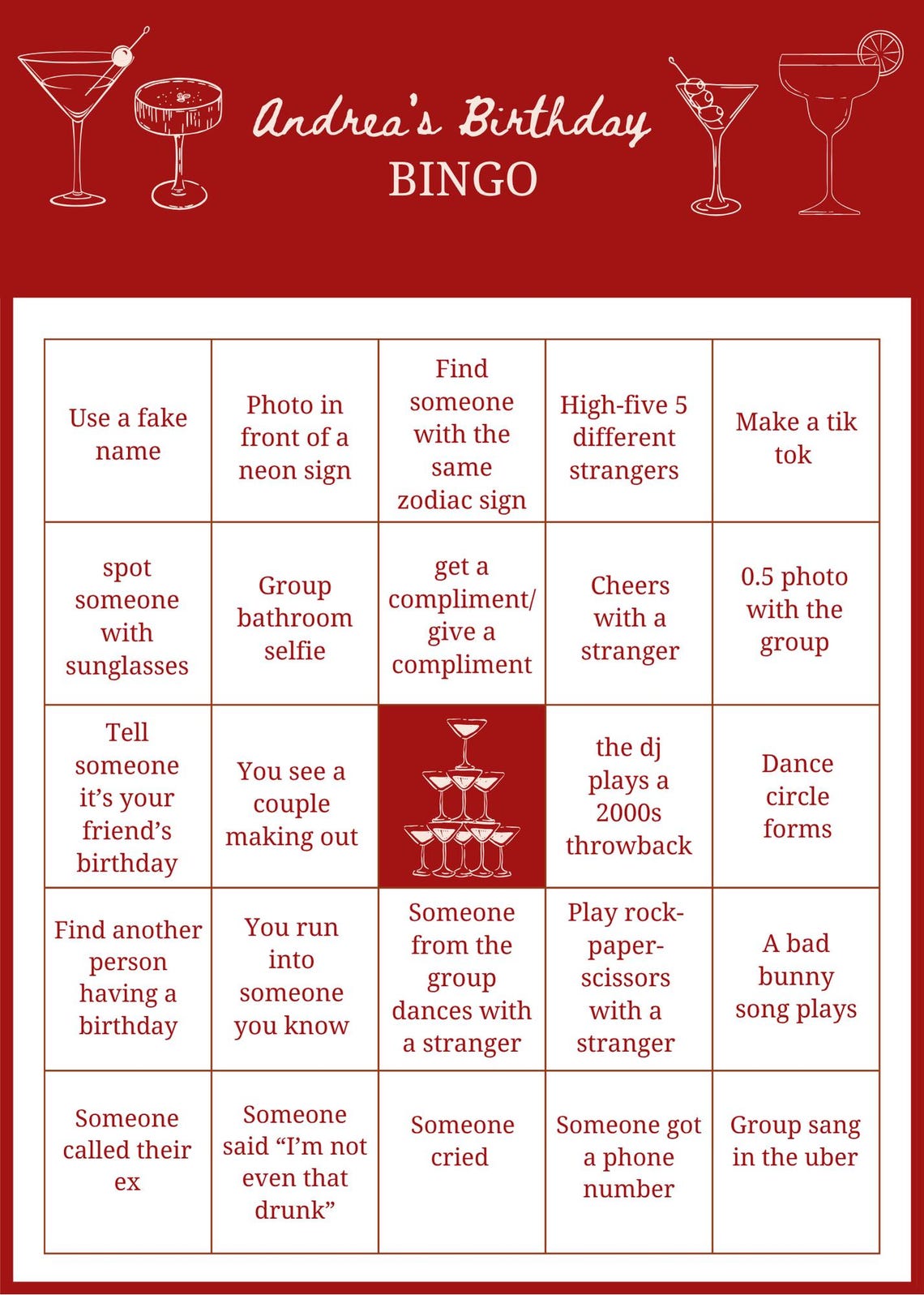 Custom Birthday Bar Hop Bingo: Editable Girls Night Out Party Game - Etsy
