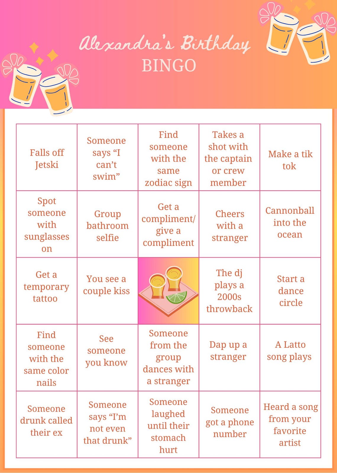 Custom Birthday Bar Hop Bingo: Editable Girls Night Out Party Game - Etsy