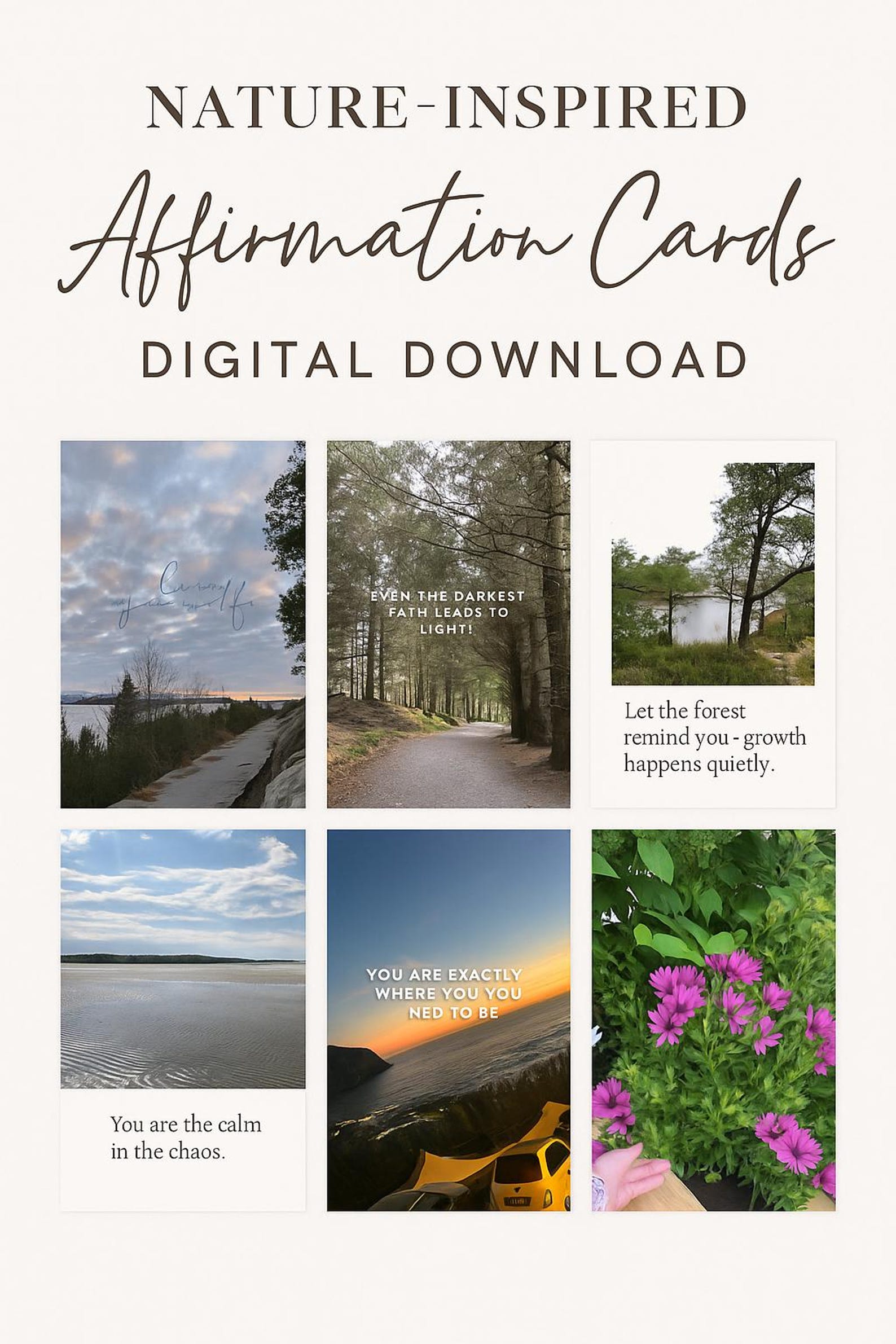 Printable Affirmation Cards | Nature-inspired Self-love Quotes ...
