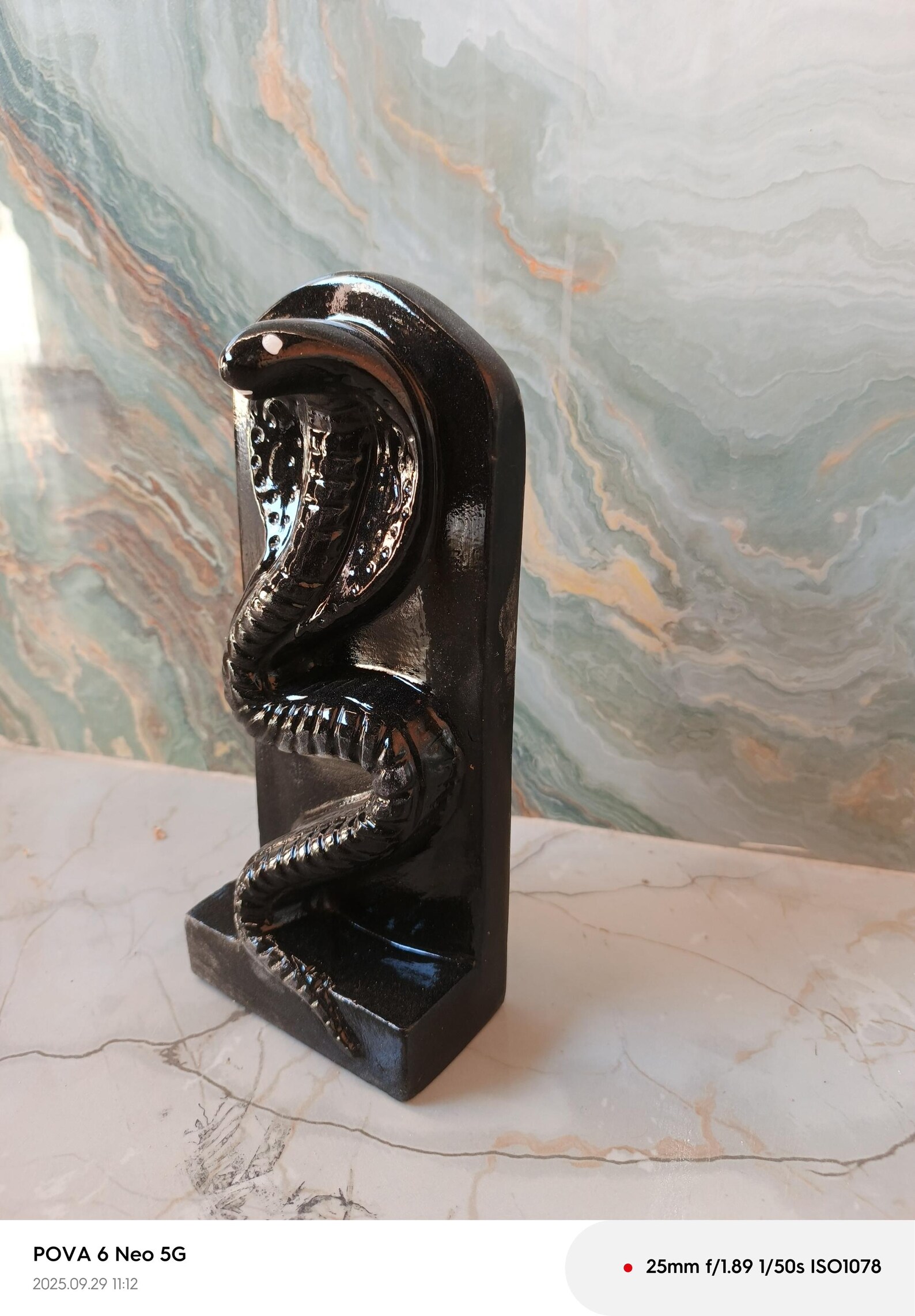 Cobra Snake Statue Black Marble 12 Inch Handcrafted Decor Piece Art ...