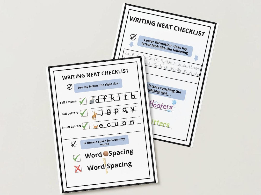 Writing Checklist for Letter Size, Spacing & Line Awareness | Printable ...