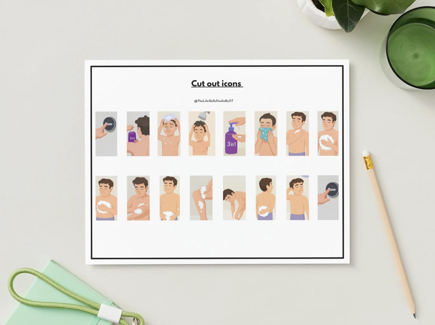 Showering Steps Visual Poster | Showering Task Analysis (digital PDF ...