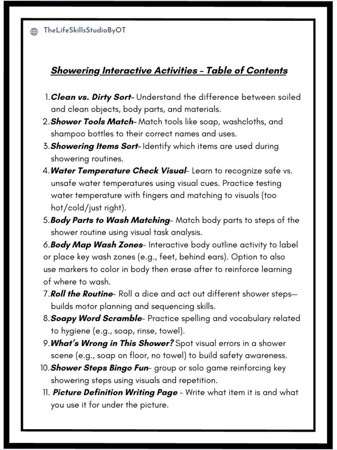 Showering Interactive Activities – Ot-informed Life Skills Kit - Etsy