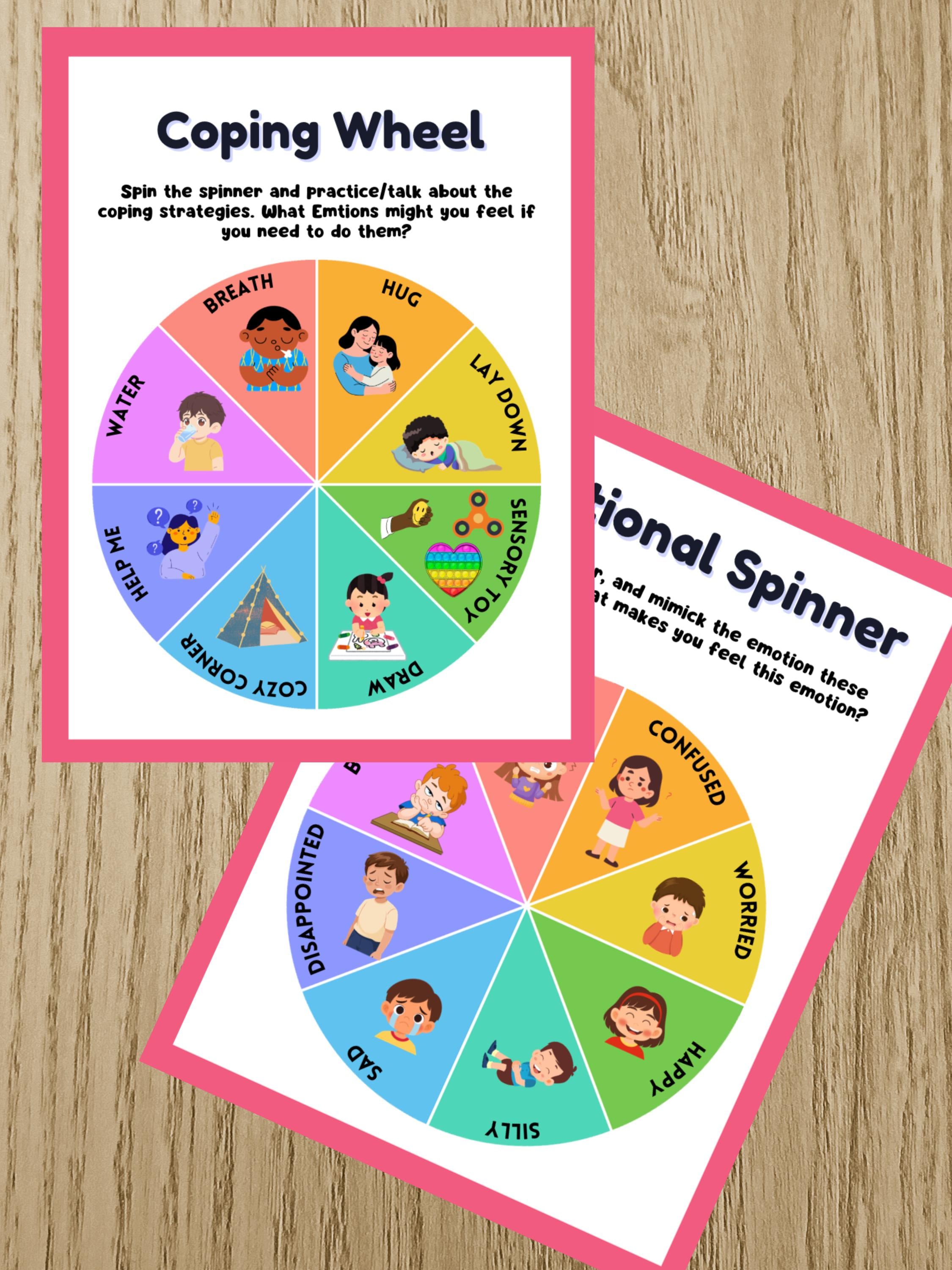 Emotions & Coping Strategies Spinner Worksheets | Emotional Regulation ...