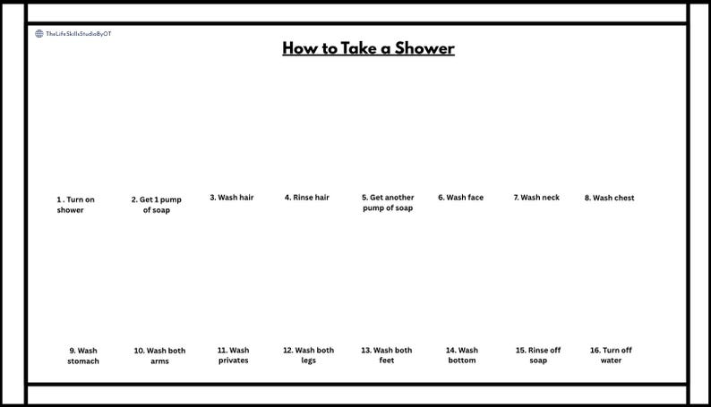 Showering Task Analysis – Visual ADL Sequence for Self-care + Data ...