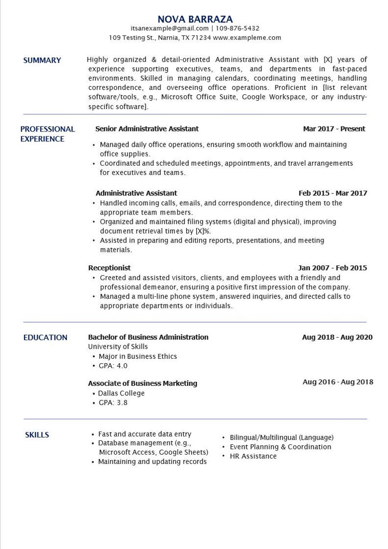 Resume Template - Simple & Professional - Etsy