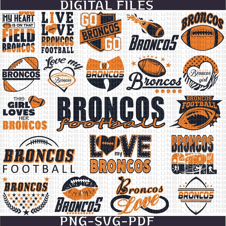 20 Files,broncos Svg,broncos Png,broncos Bundle,broncos Football,love Broncos,clip Art, Cricut ...