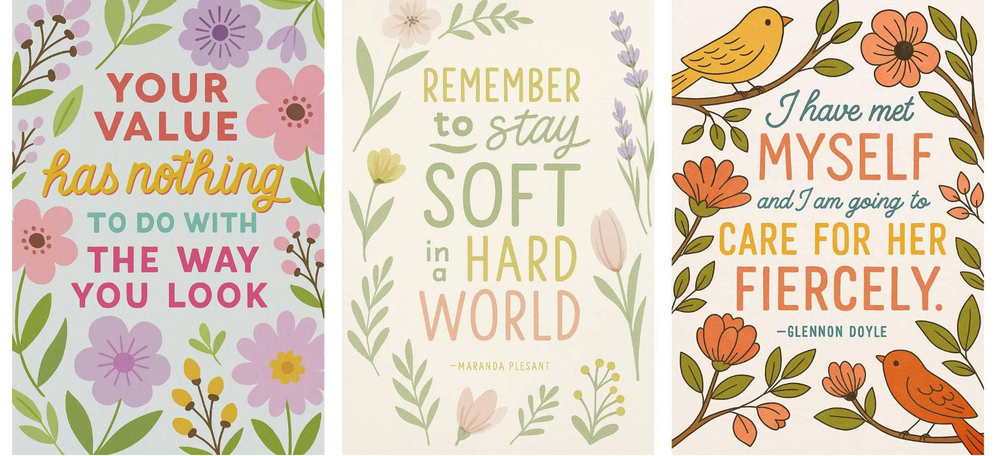 10 Motivational Affirmation Wall Art Prints, Self Love & Success Quotes ...