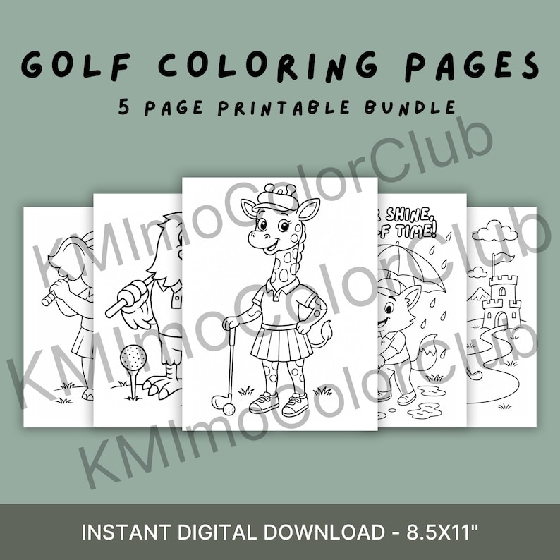 Golf Coloring Pages – Animal Golfers Printable Bundle – Digital ...