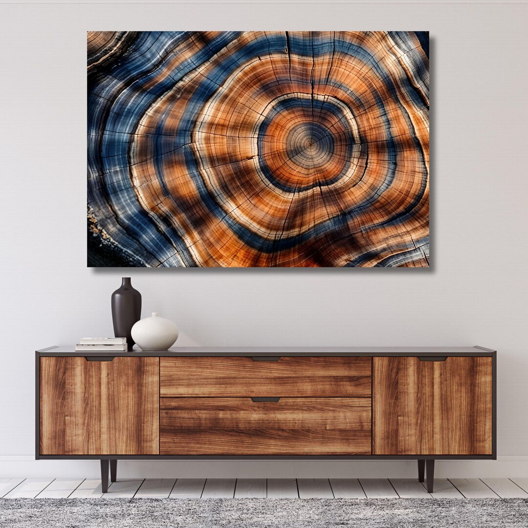 Colorful Tree Rings Canvas Print,elegant Natural Wall Art,wood ...