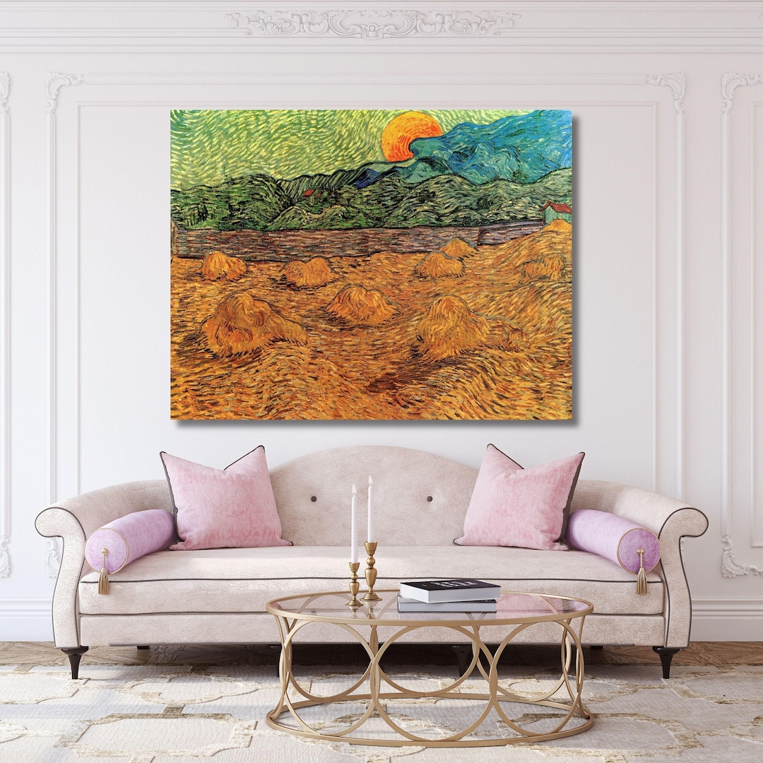 Vincent Van Gogh-evening Landscape With Rising Moon Canvas,home Decor ...