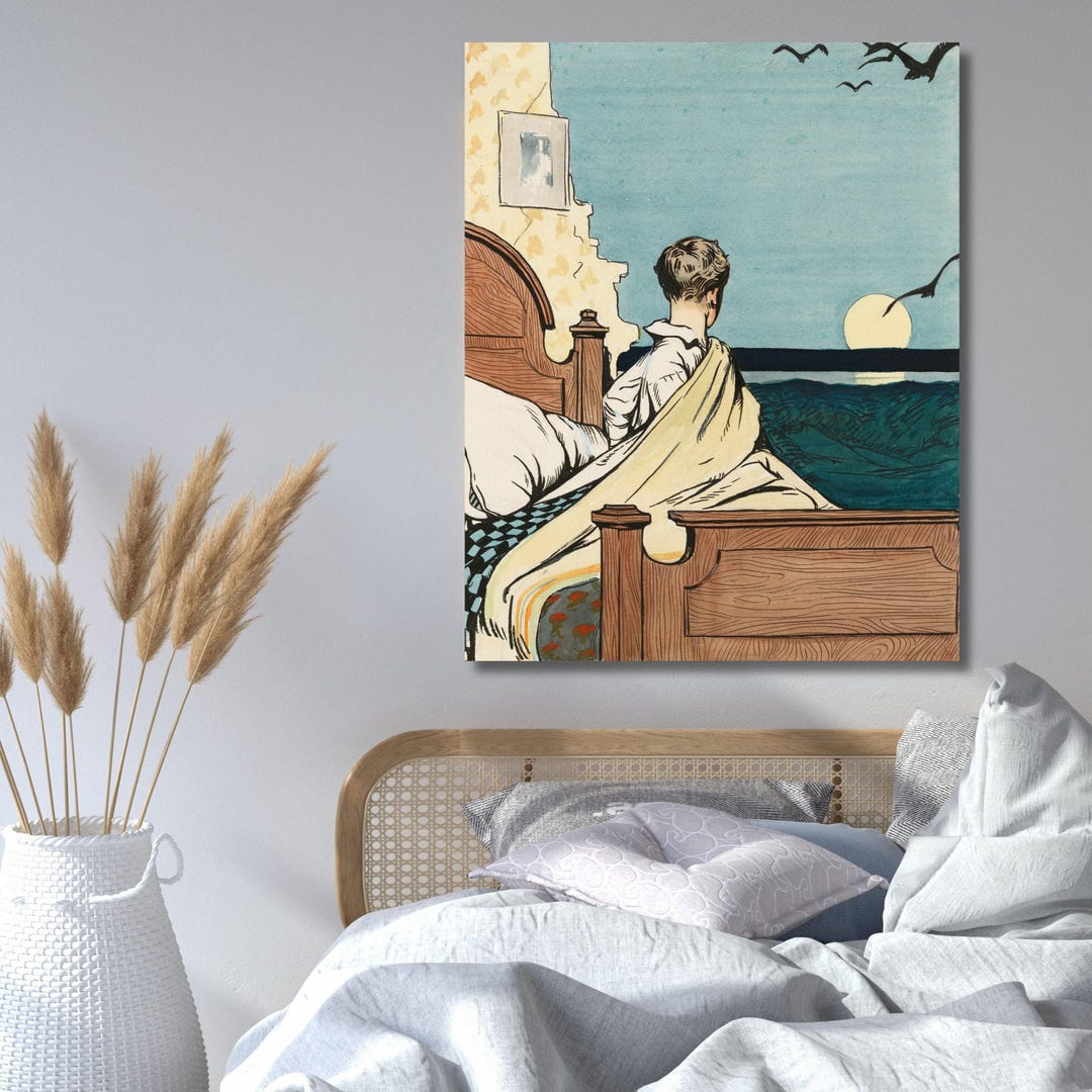 Edward Hopper-boy and Moon Canvas,home Decor,modern Art,canvas Wall Art ...