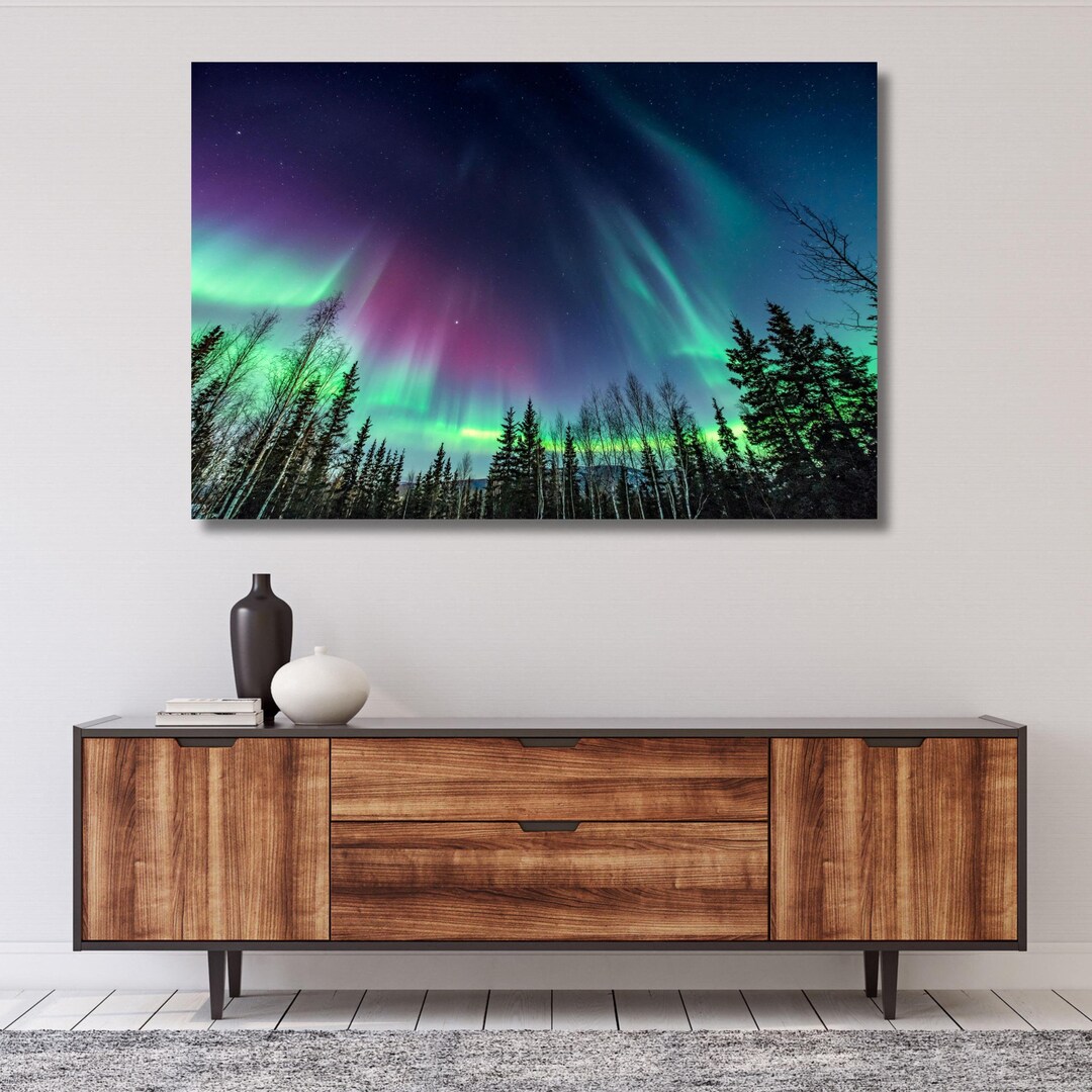 Northern Lights Canvas,northern Lights Wall Art,aurora Borealis Wall ...