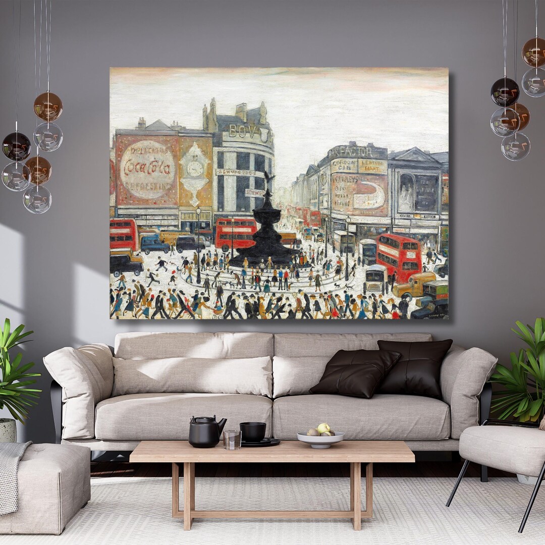 Piccadilly Circus, London by L.S. Lowry Canvas Wall Art,landscape,lowry ...
