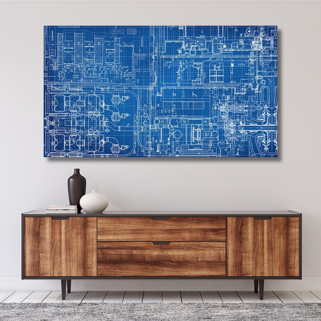 Custom Blueprint Art,huge Canvas Wall Art,blueprint Canvas,wall Decor ...