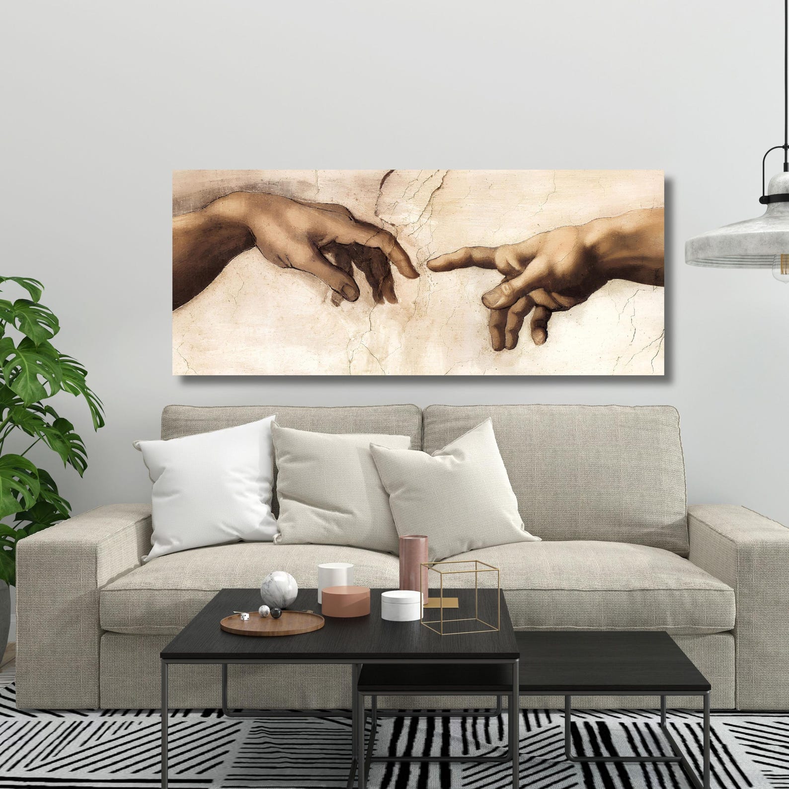 The Creation of Adam by Michelangelo Canvas Wall Art,hand of God the ...
