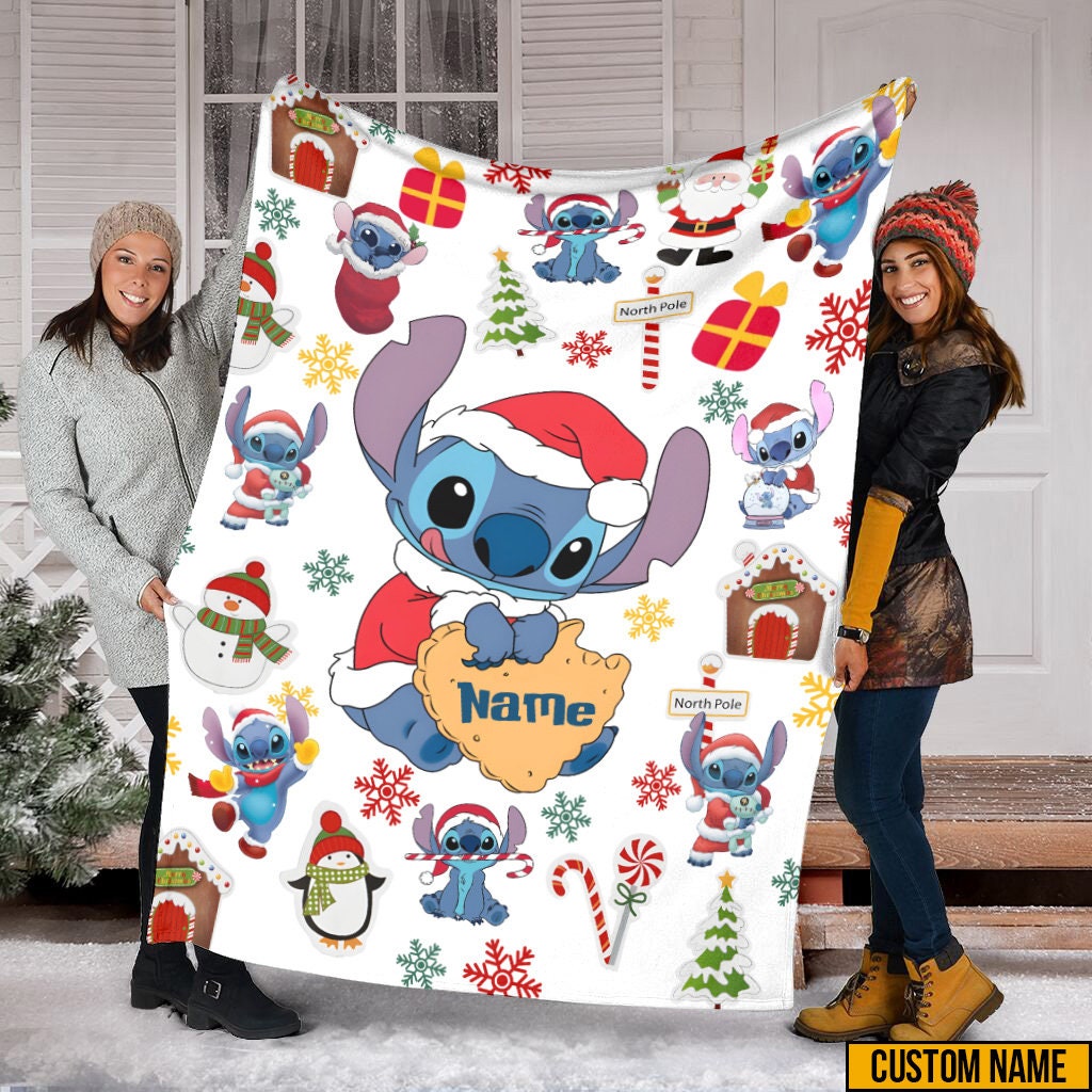 Custom Disney Stitch Christmas Blanket, Stitch And Lilo Couch Blanket ...