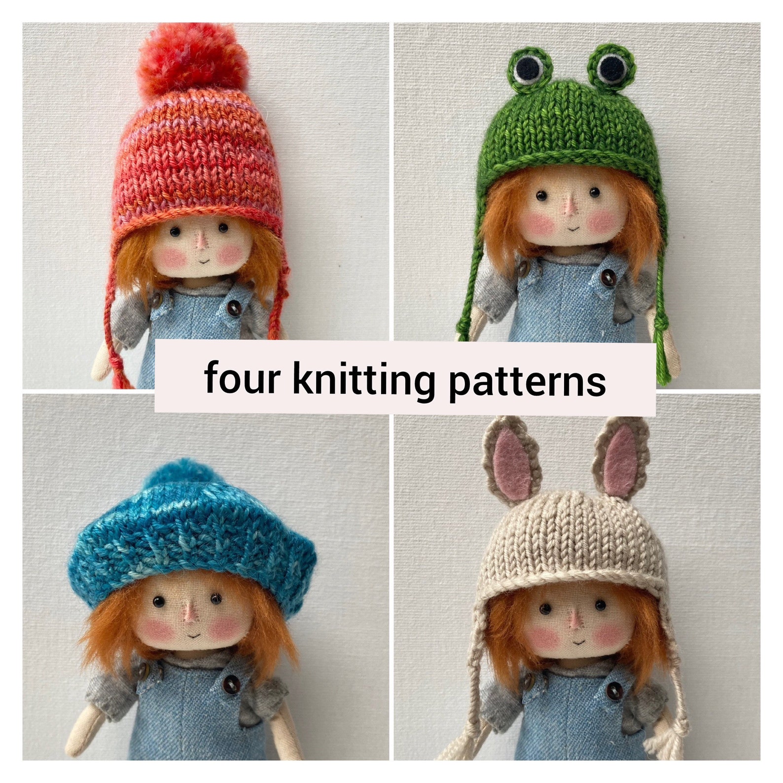 Doll Hats Knitting Pattern, 5-6 Inch Dolls (PDF Pattern) - Etsy