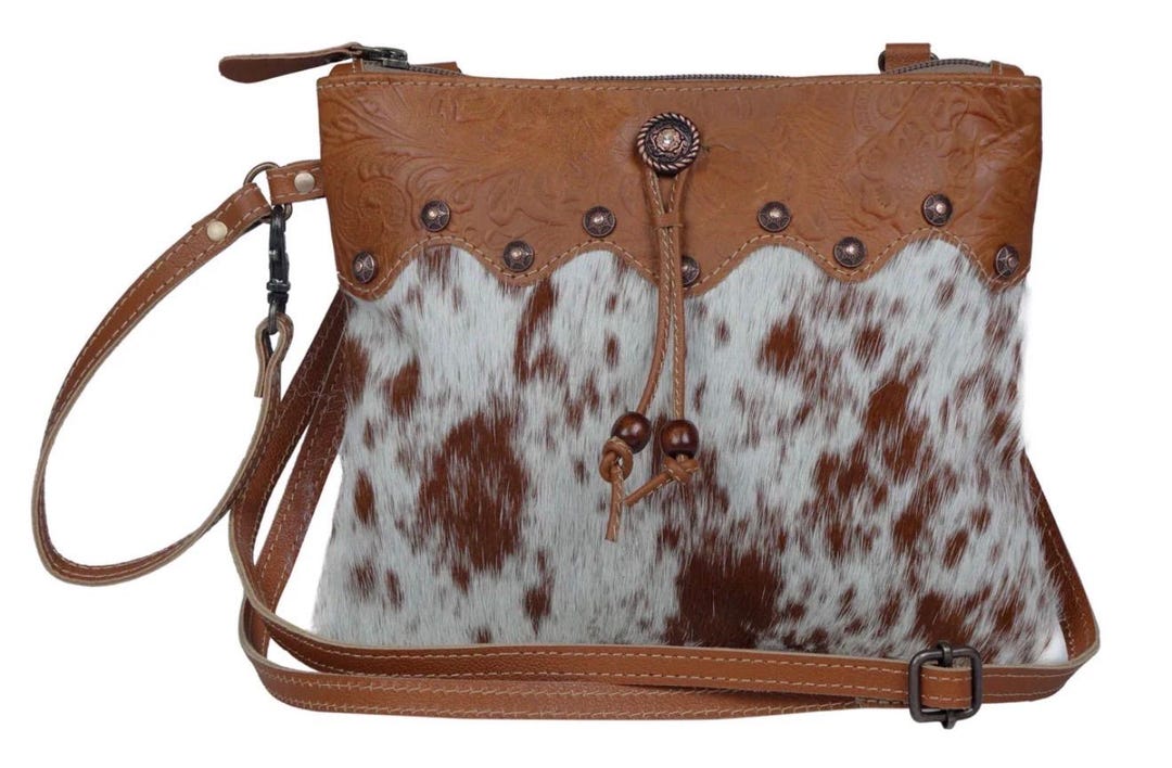 Ornate Brown Leather & Hairon Bag - Etsy