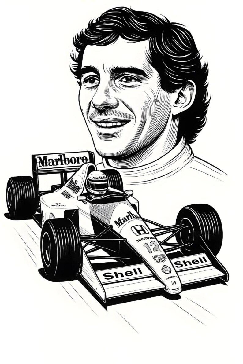 Ayrton Senna - SVG PNG Jpg Ai PDF Lightburn Bundle With Iconic F1 ...