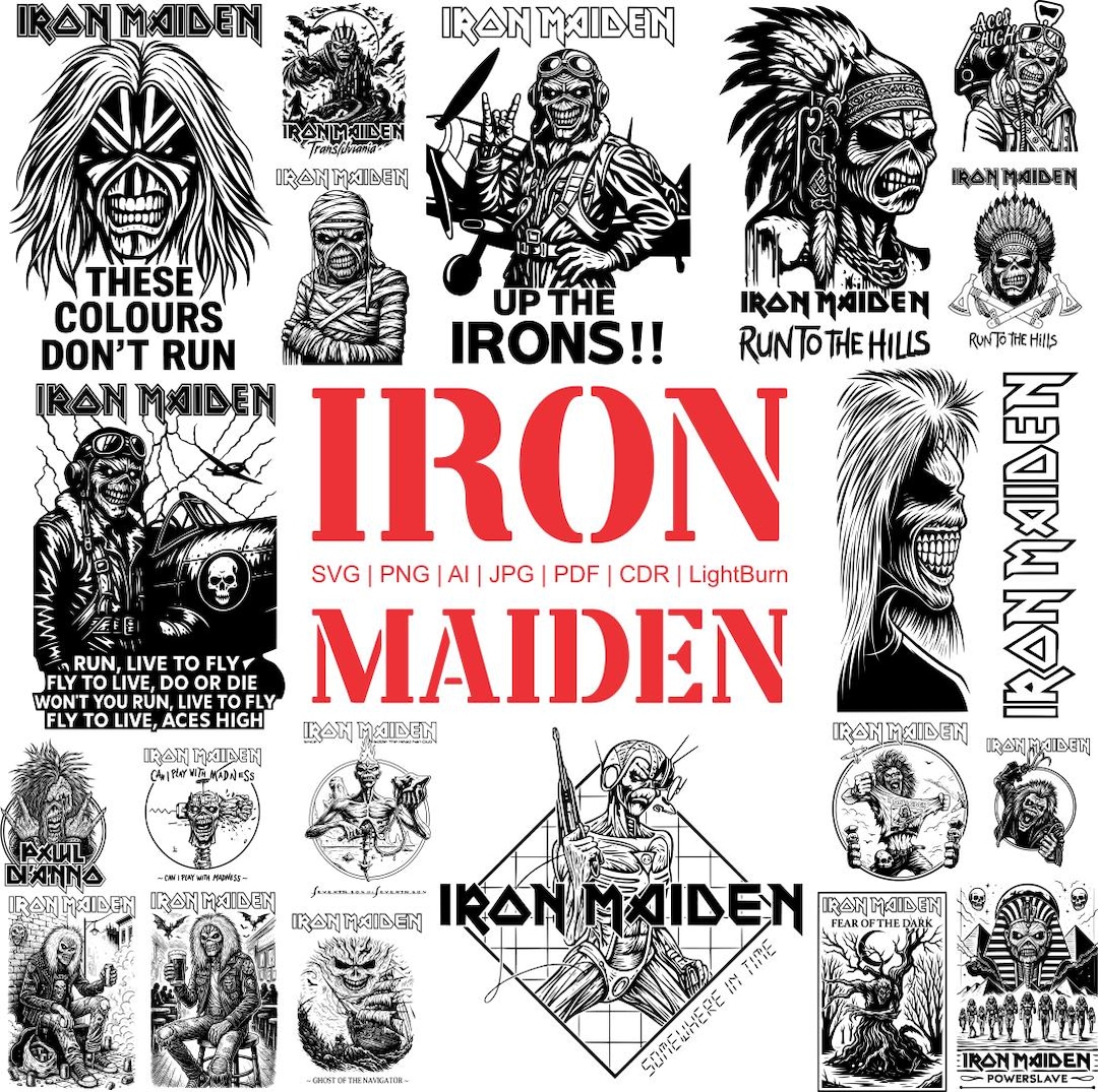 Iron Maiden SVG PNG Clipart Bundle | Vintage Rock Designs (digital ...