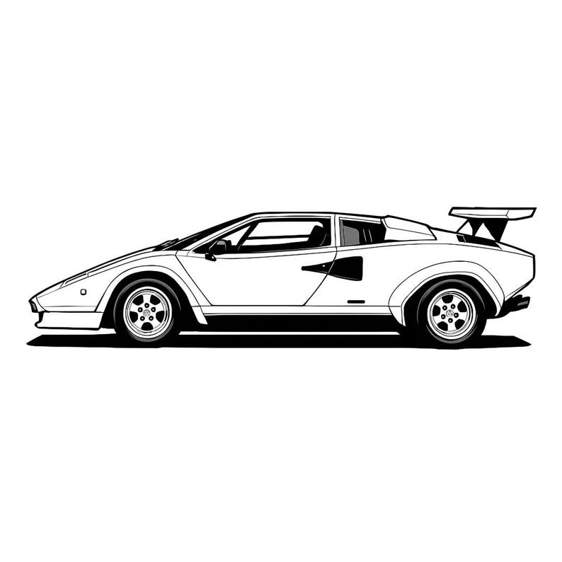 Lamborghini Countach SVG PNG Ai Jpg PDF Cdr Lightburn, Vector Car ...