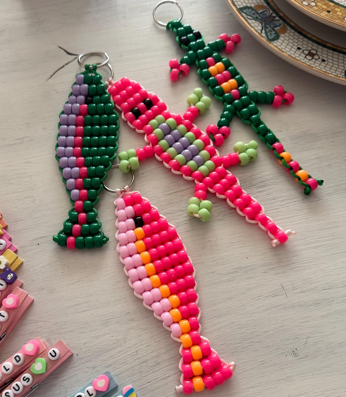 Beaded Fish Keychain - Handmade Bag Charm - Etsy