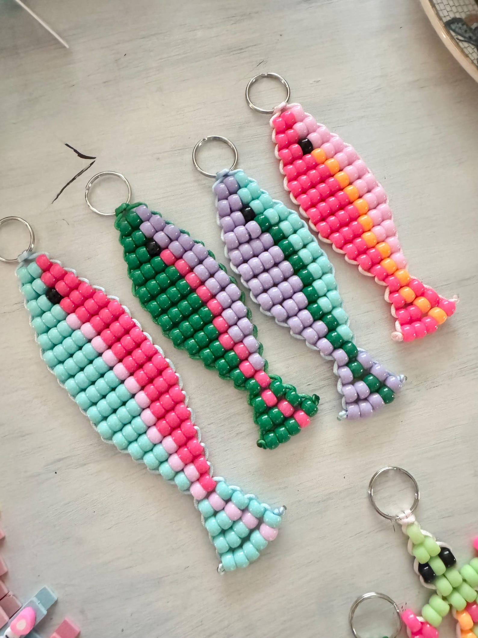 Beaded Fish Keychain - Handmade Bag Charm - Etsy