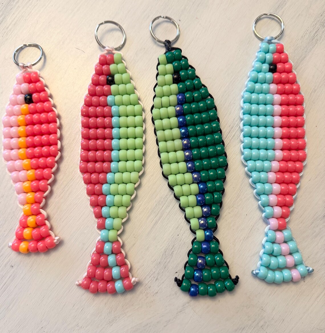Beaded Fish Keychain - Handmade Bag Charm - Etsy