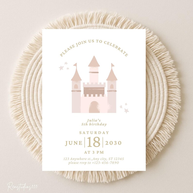 Princess Castle Birthday Invitation, Editable Party Invite (digital ...