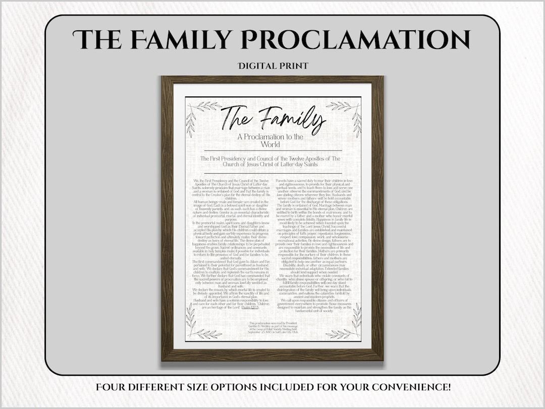 The Family Proclamation: LDS Digital Print (digital Download) - Etsy