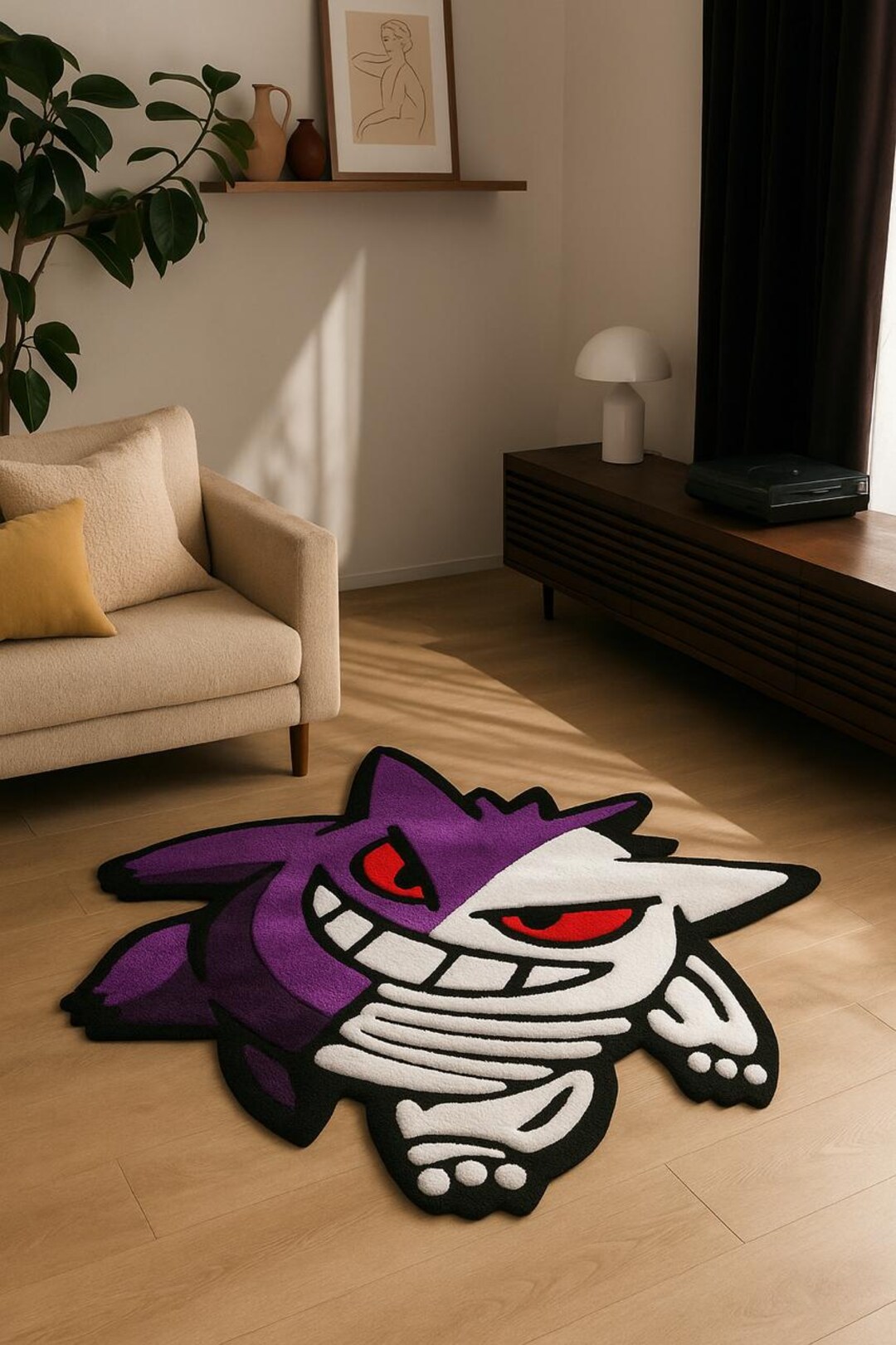 Purple Gengar Ghost Pokémon Rug – Cute Gamer Room Carpet / Anime Home ...