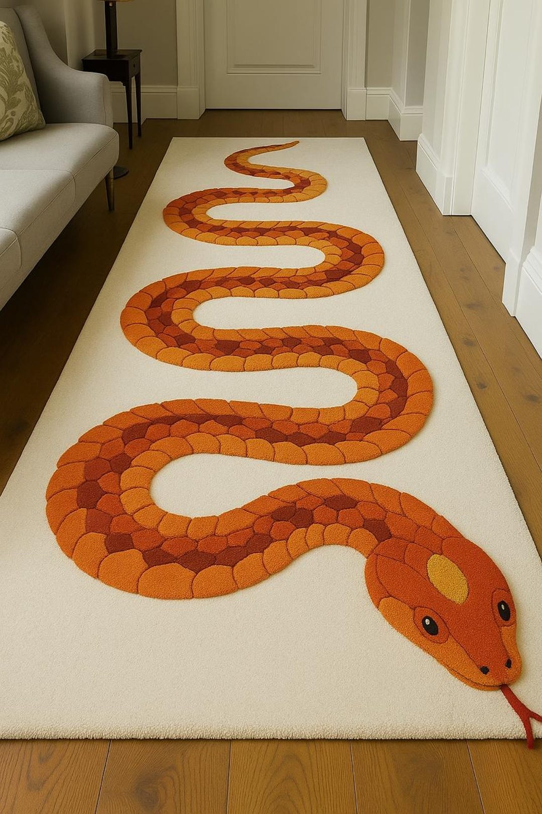 Hand-tufted Wool Snake Runner Rug: Modern Serpent Design - Etsy