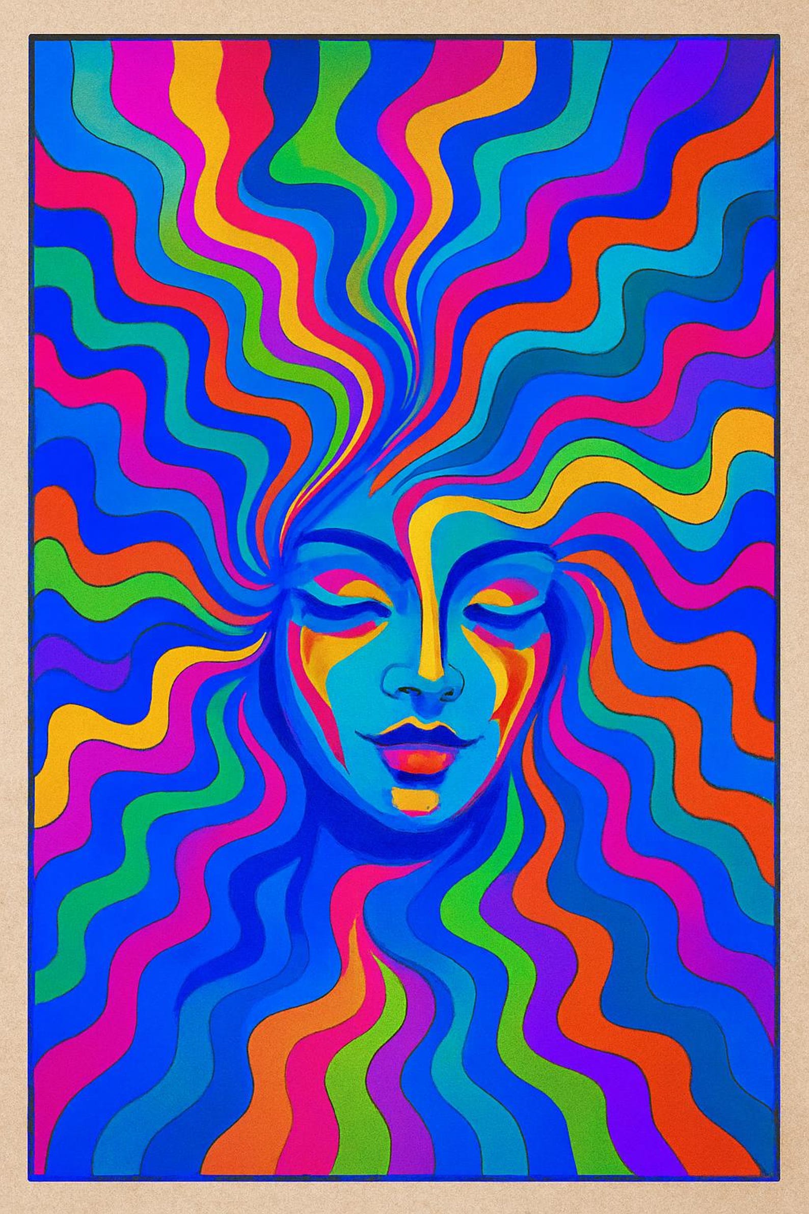 Psychedelic Wall Art – Vibrant Trippy Face Poster, Digital Download, A3 ...
