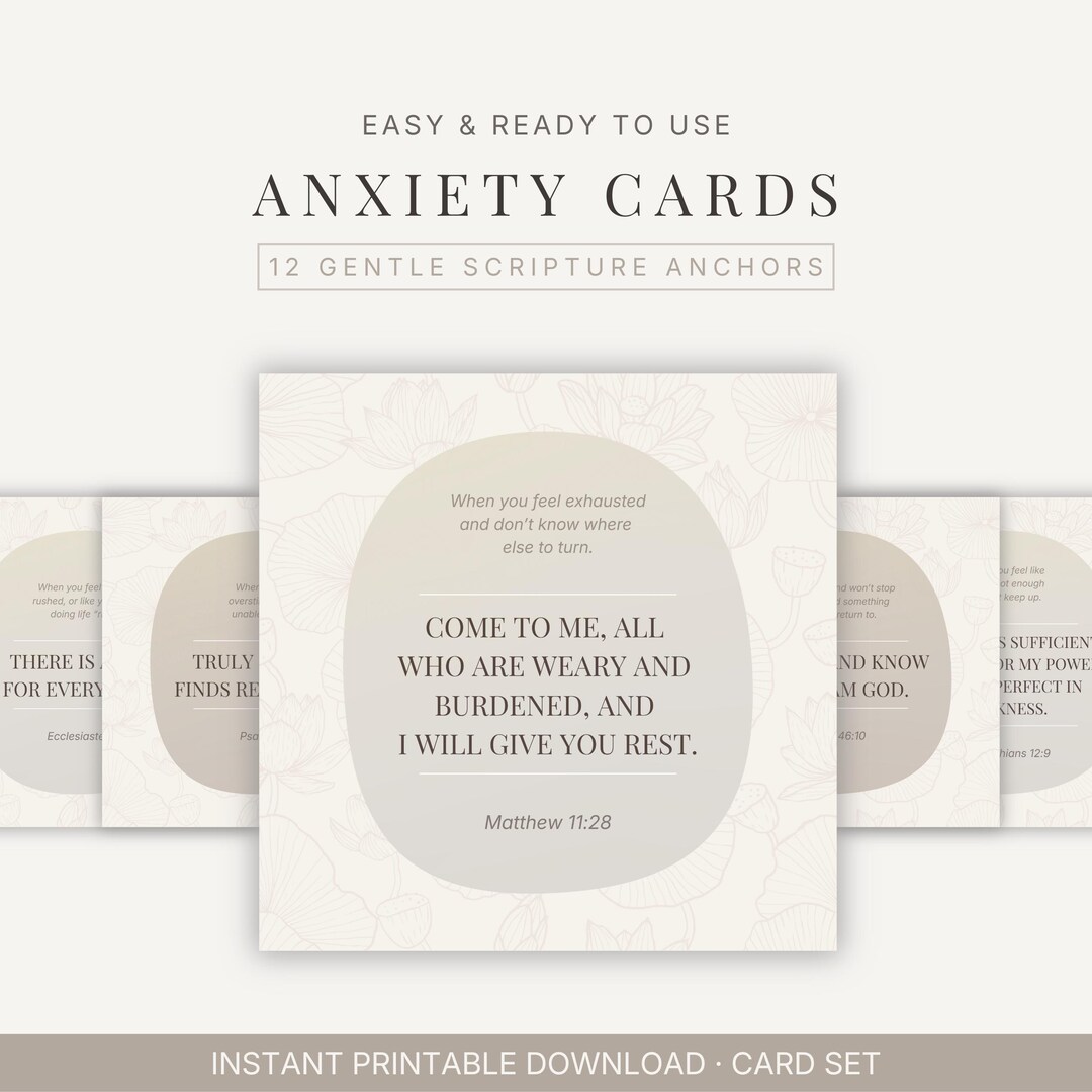 Bible Verses for Anxiety Printable | Christian Cards for ADHD Overwhelm ...