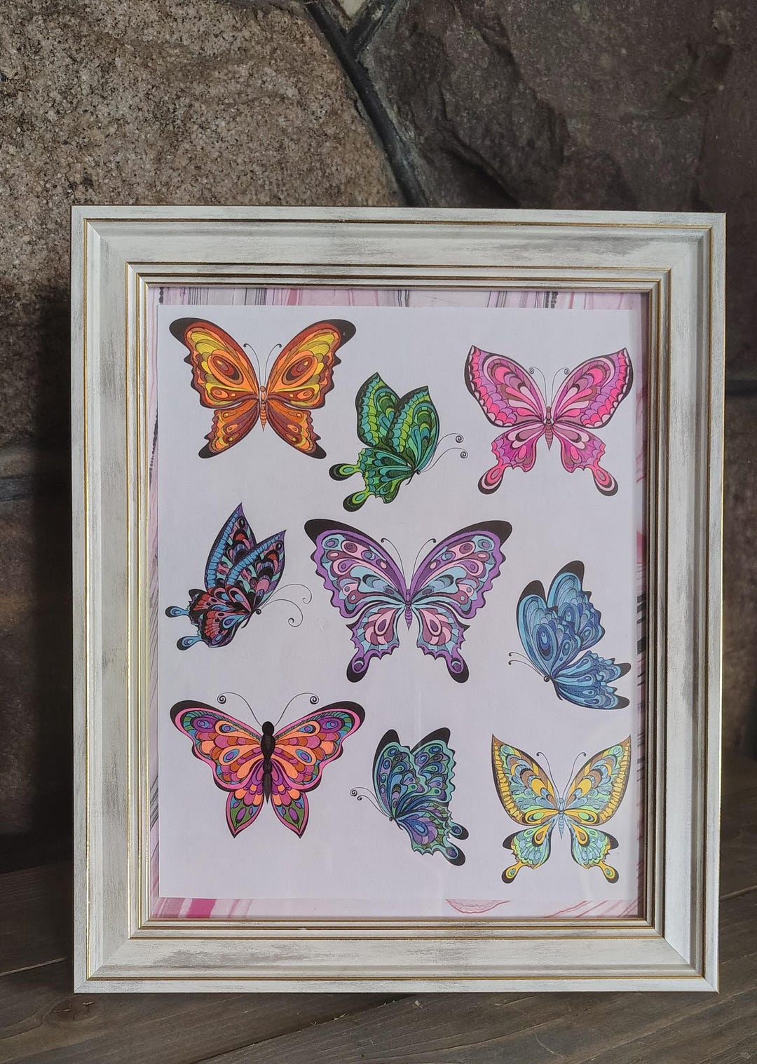 Whispers in Flight – Hand-colored Butterfly Collection Framed Art (8×10 ...