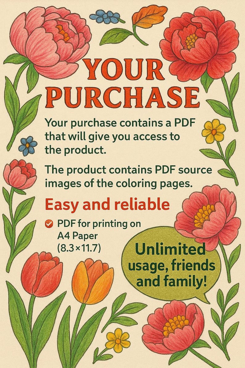 Peony Flower Coloring Pages: 20 Printable Fine-line Designs (PDF) - Etsy