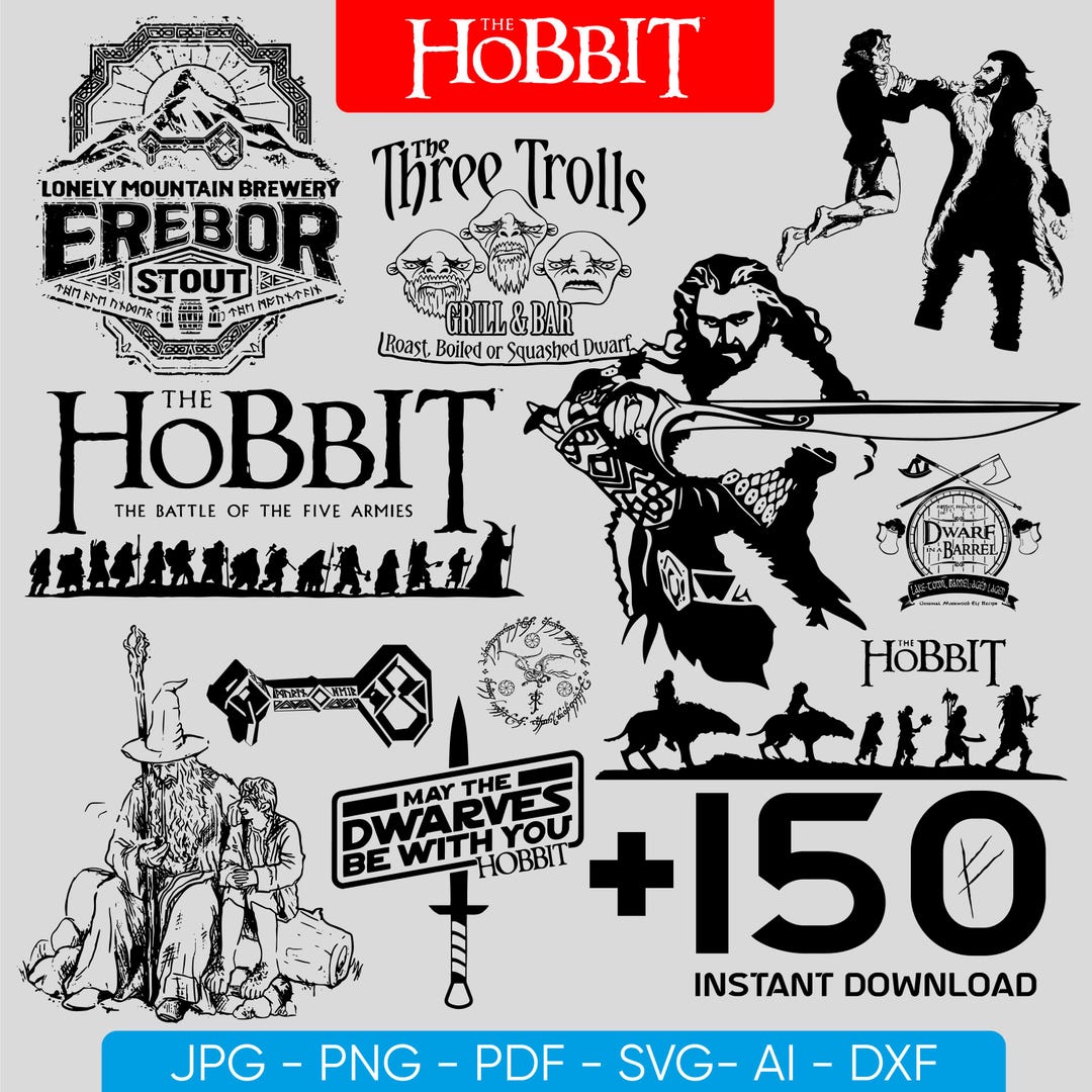 The Hobbit SVG Bundle – 150 Cricut Files With Shire, Dragons & Middle ...