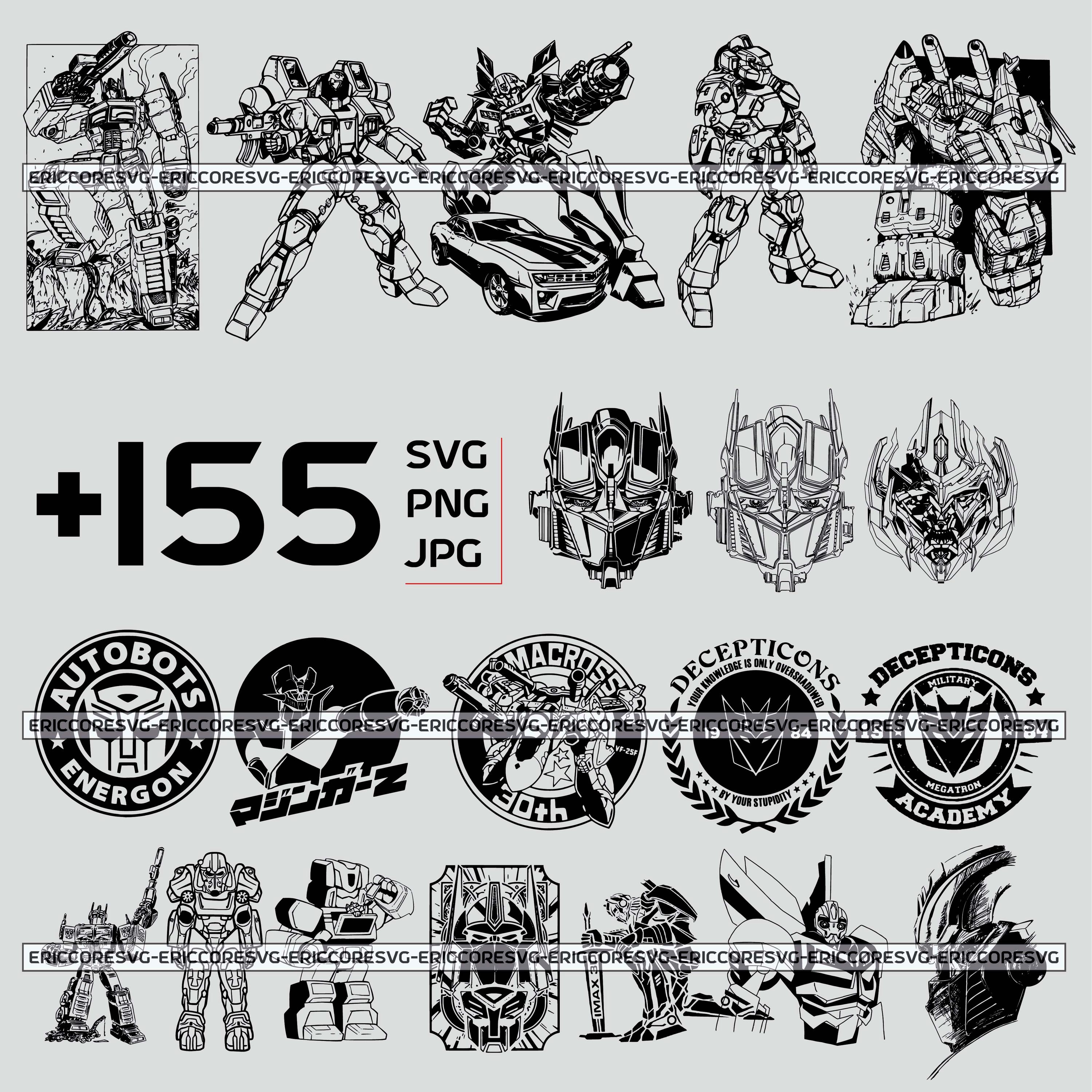 Transformers SVG Bundle – 155 Mech Files for Cricut, Optimus, Bumblebee ...