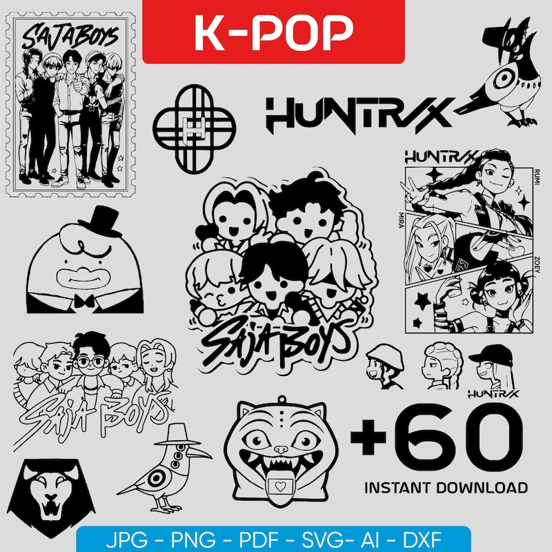 Kpop Demon Hunter Png Files - Etsy