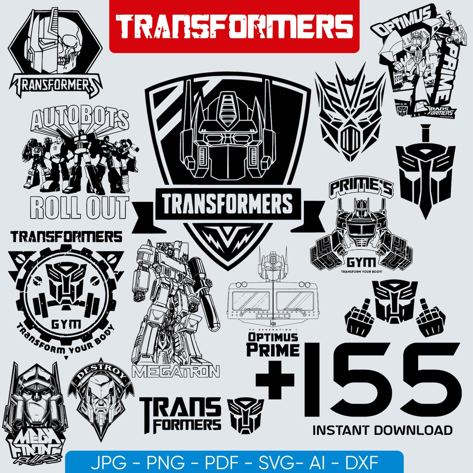 Transformers SVG Bundle – 155 Mech Files for Cricut, Optimus, Bumblebee ...