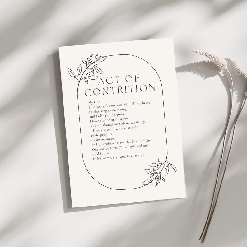 Act of Contrition Prayer Card (digital File) - Etsy