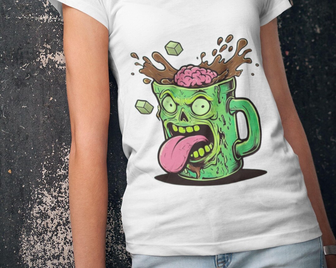 Zombie Coffee Mug PNG: Creepy Brain Skull Design (digital Download) - Etsy