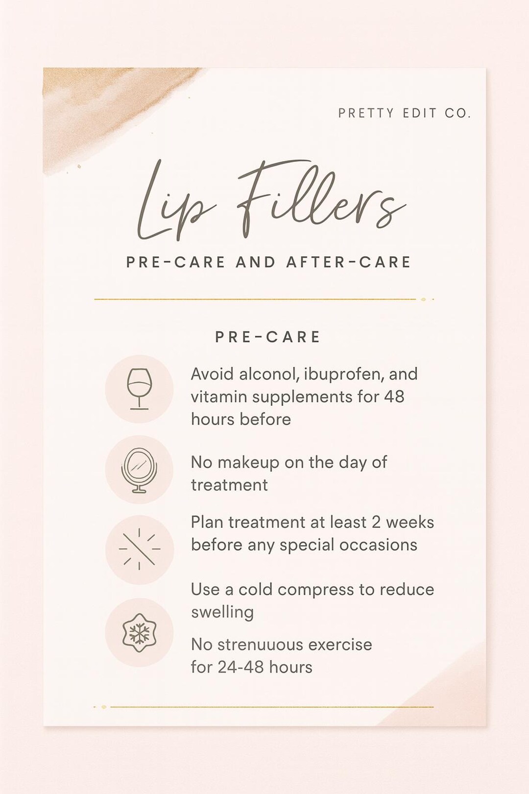 Lip Filler Pre-care & Aftercare Leaflet Template | Aesthetic Editable ...