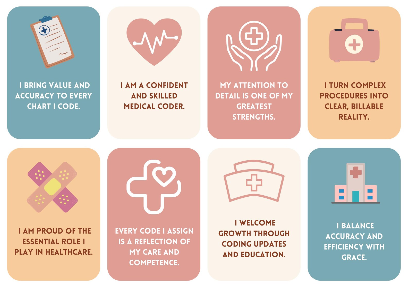 Medical Coder Affirmation Cards & Mini Poster Printable Motivational ...