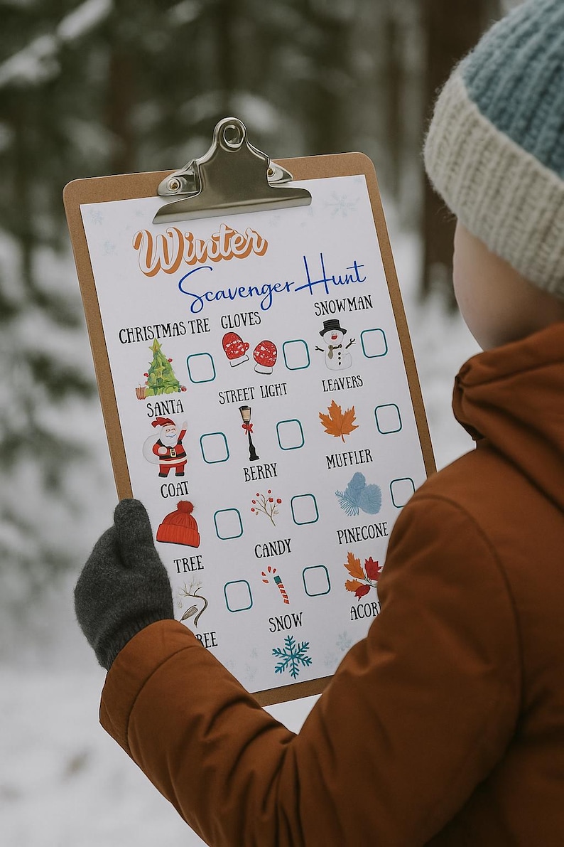 Winter Scavenger Hunt Printable: Kids' Outdoor Snow Activity (PDF ...