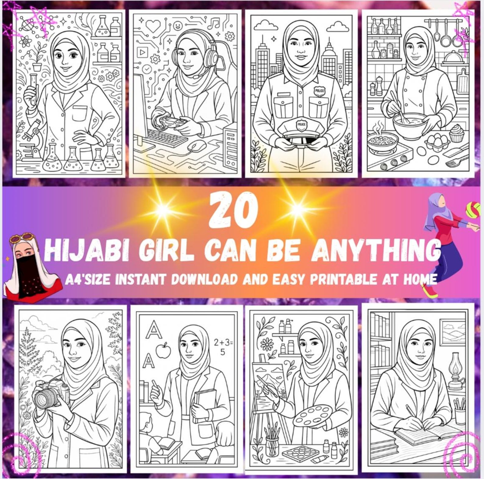 Hijabi Girl Can Be Anything – Empowering Careers Colouring Book (A4 ...