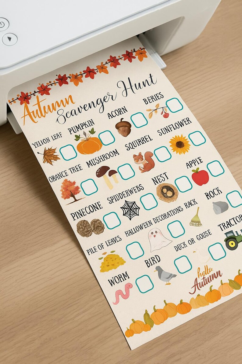 Autumn Nature Scavenger Hunt: Outdoor Kids Activity (PDF Printable A4 ...